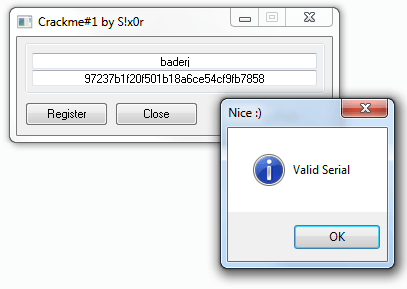 Crackmes.de – S!x0r's Crackme#1 by S!x0r